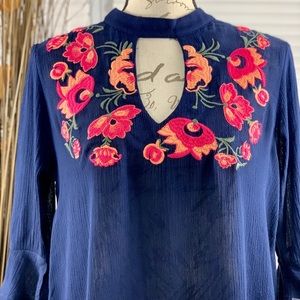 Blue Rain | Tops | Blue Rain Embroidered Top | Poshmark